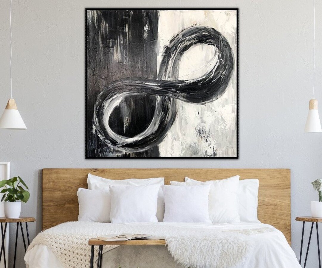Infinity Symbol Artwork Canvas Painting Black White Infinity Painting ...