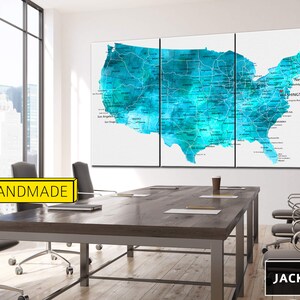 Push Pin USA Map Push Pin Map Print Blue Map Wall US Map - Etsy