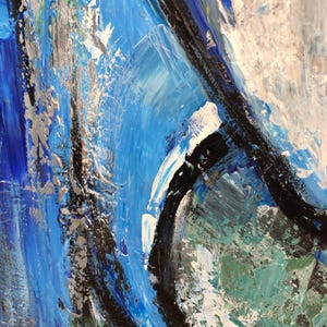 Large Expressive Abstract Faces in Blue Original Painting on Canvas ...