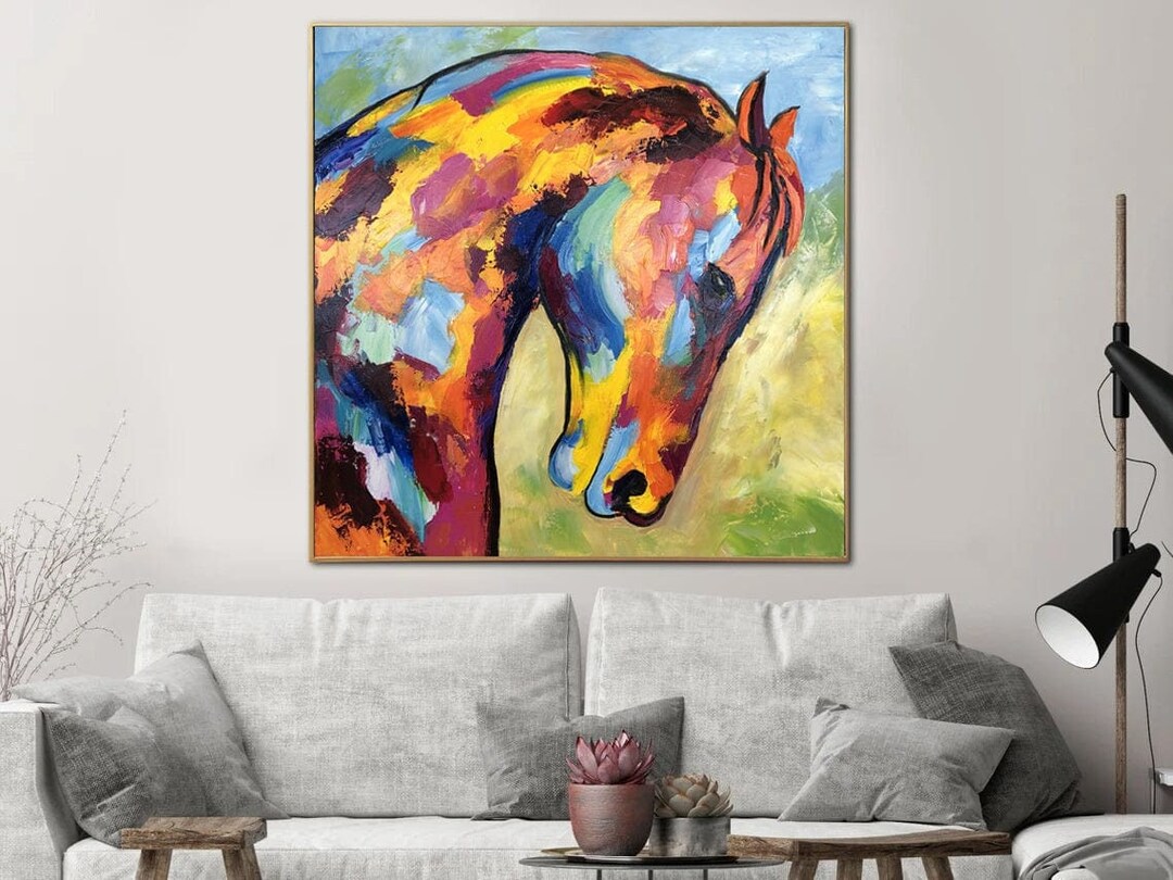 Colorful Abstract Horse Paintings on Canvas Original Vibrant ...