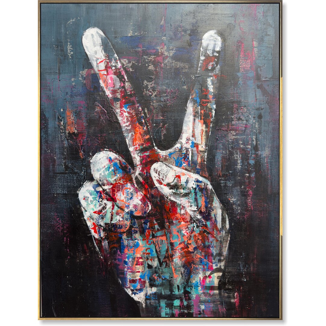 Original Abstract Peace Hand Sign Painting on Canvas Graffiti-inspired ...