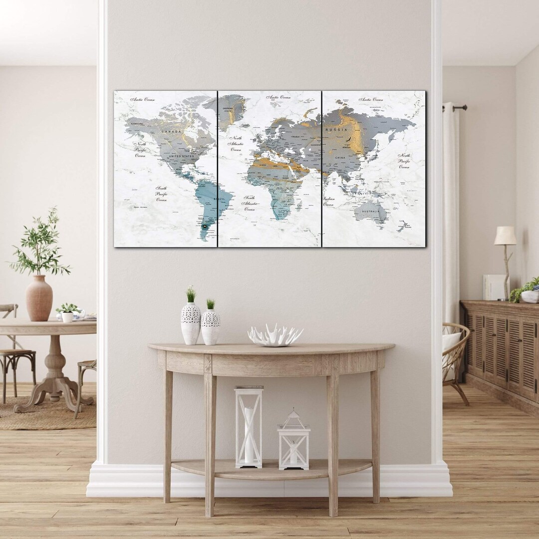 Gold Marble World Map Print Luxury Modern Map Wall Art Elegant ...