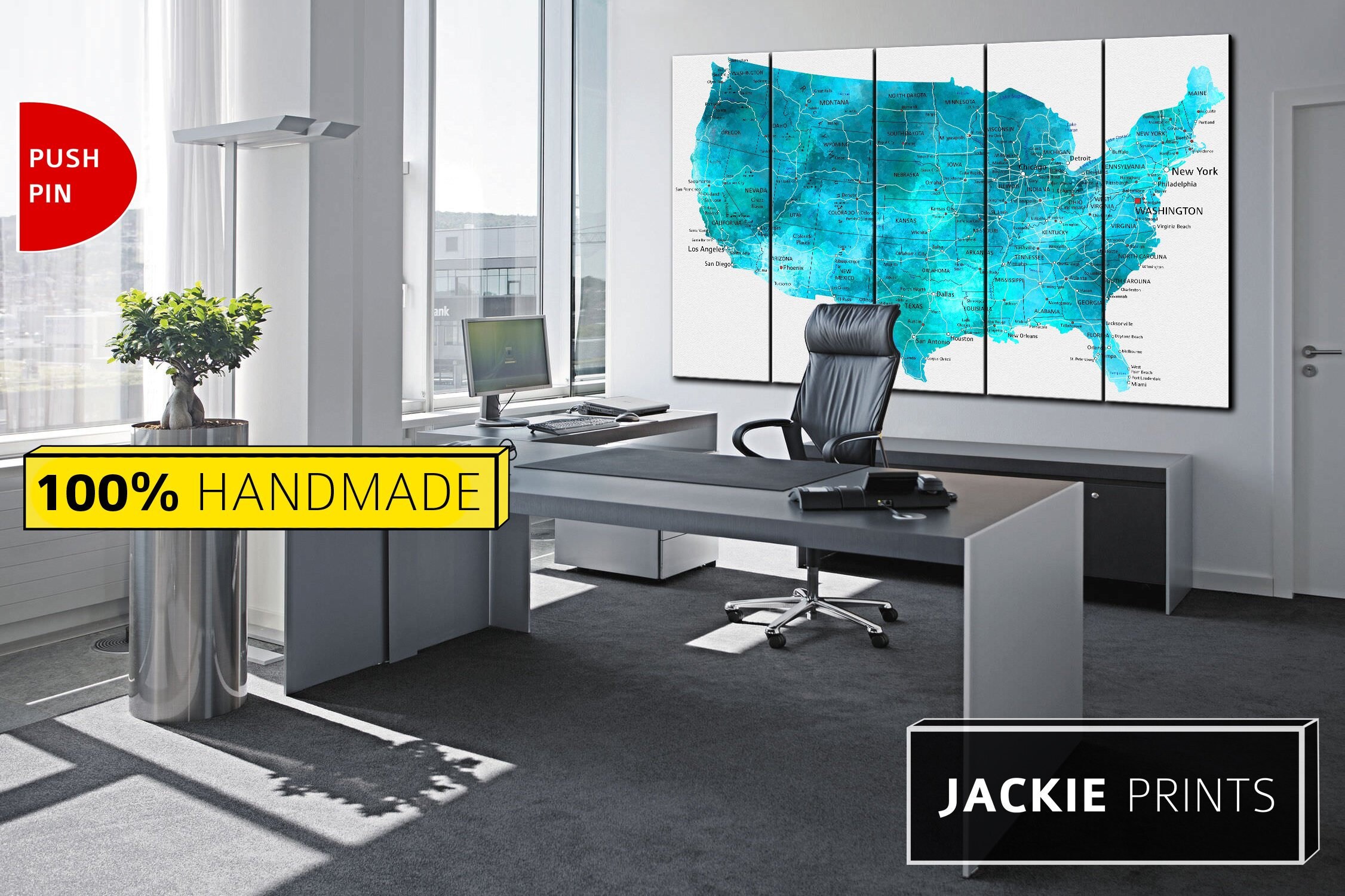 Push Pin USA Map Push Pin Map Print Blue Map Wall US Map - Etsy