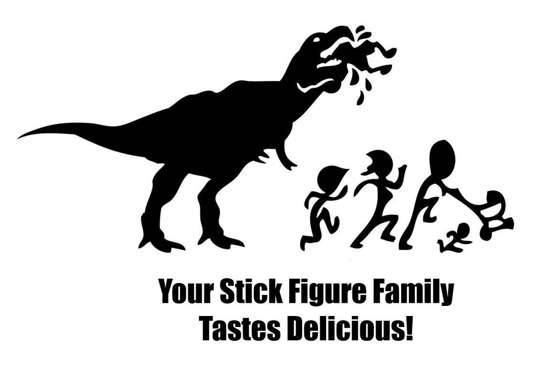T-rex Eats Stick Figure Family Vinyl Car Decal - Etsy
