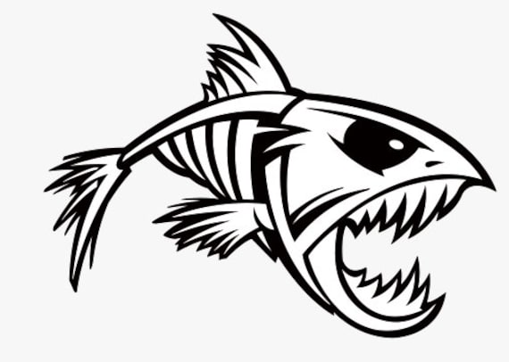 Piranha Skeleton Vinyl Decal - Etsy