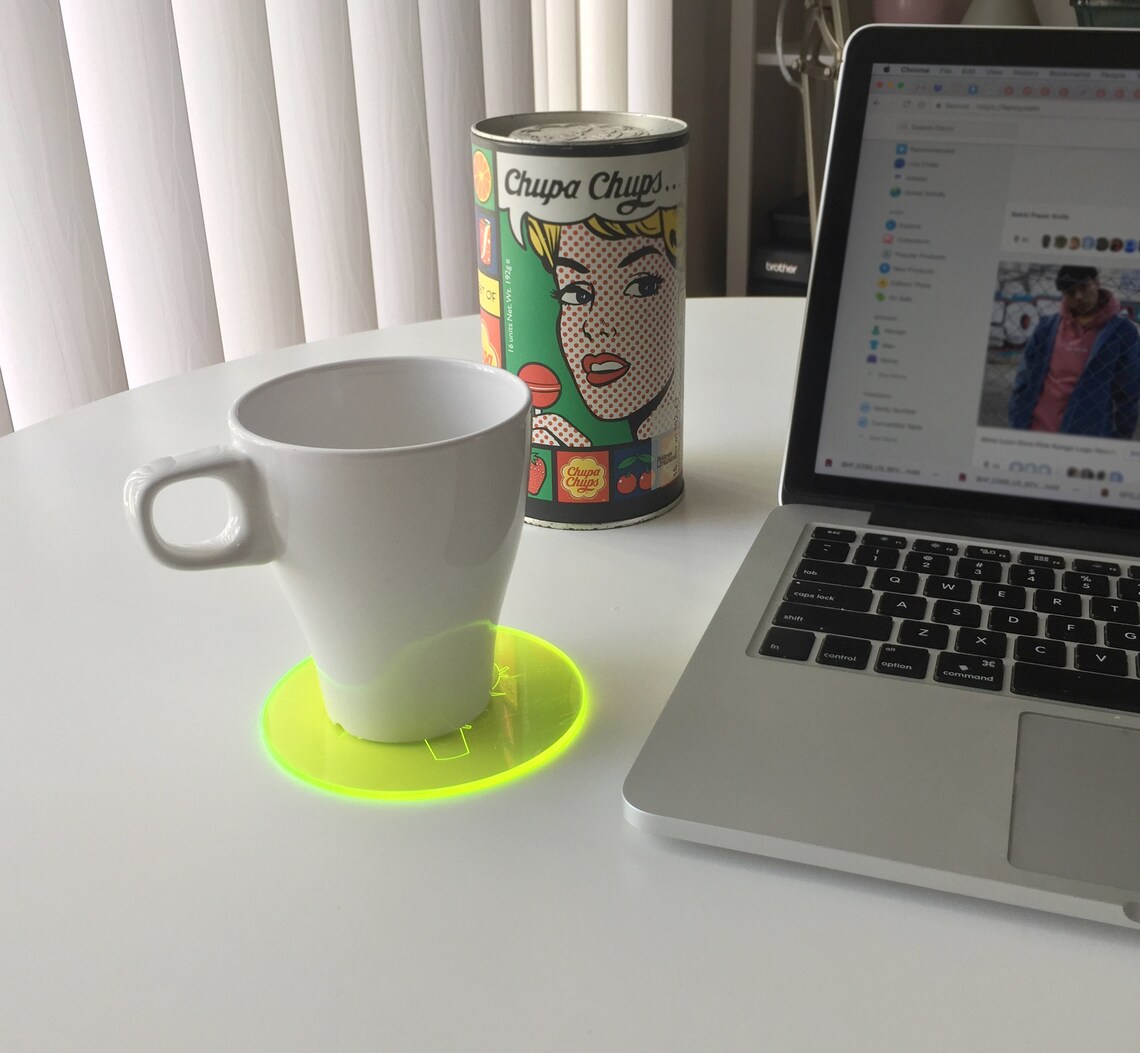 Fluorescent Acrylic Cactus Coaster Set set of 4 / Neon Effect - Etsy