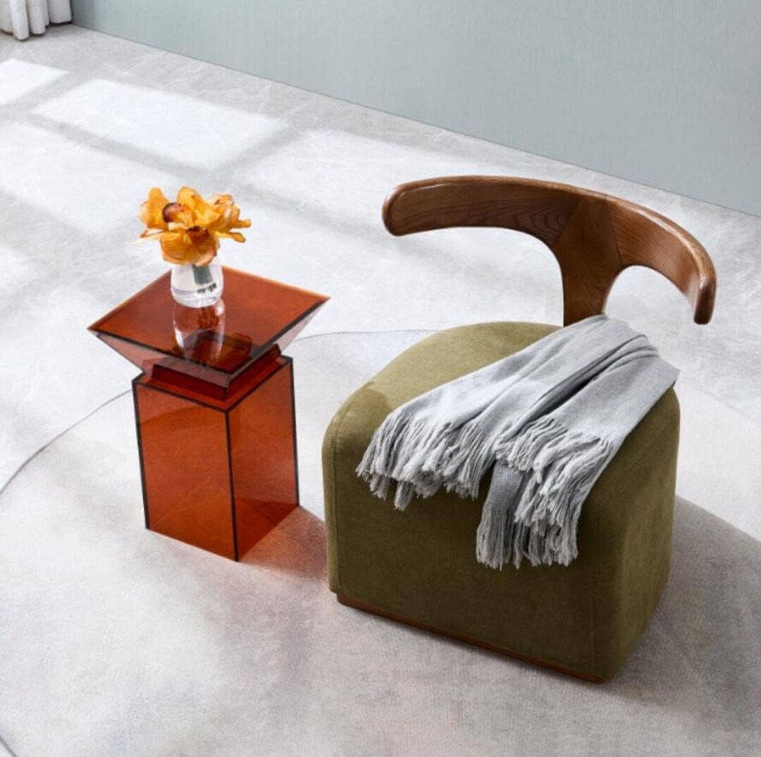 Acrylic Side Table Dark Amber Side Table Coffee Table Modern Design ...