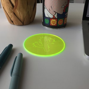 Fluorescent Acrylic Cactus Coaster Set set of 4 / Neon Effect / Laser ...