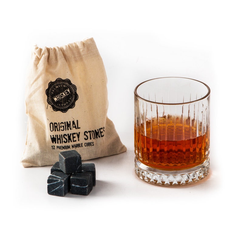 Whisky Glass Set With Whiskey Stones 1 Large Elysia Bourbon Etsy