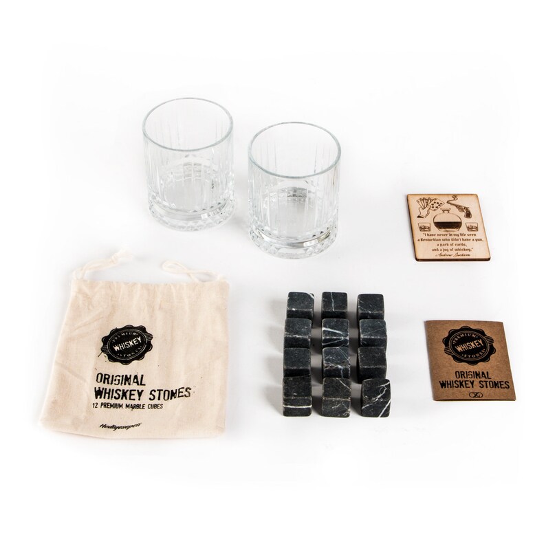 Whiskey Glass Set With 2 Pcs Bourbon Glasses With Stones Etsy