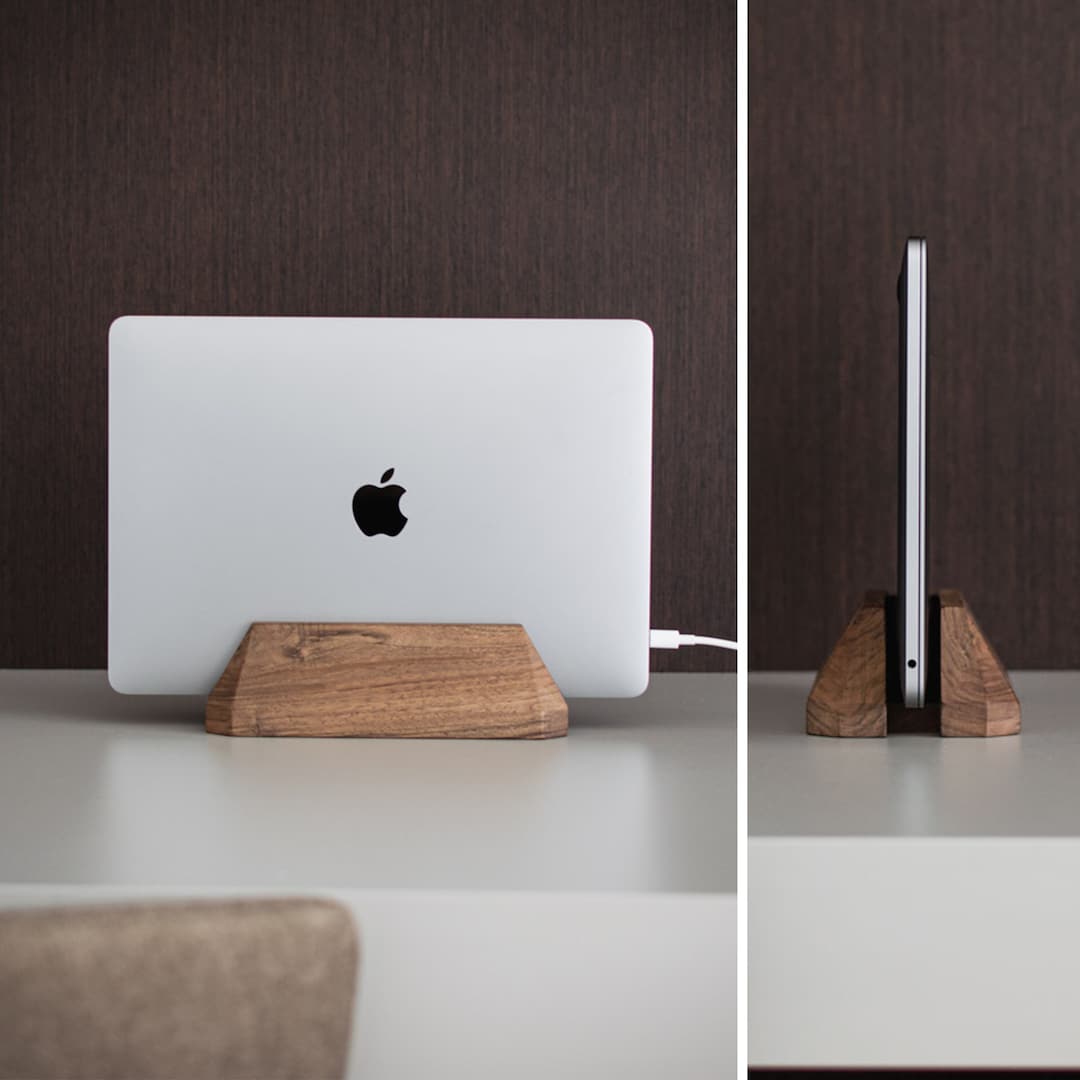 Wooden Laptop Vertical Dock Stand Station for Macbook, Laptop, Tablet ...