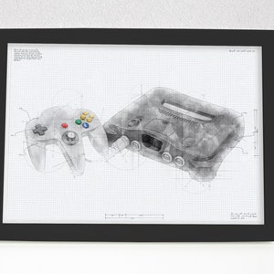 Video Game Console Nintendo N64 Concept Sketch Art Poster Print ...