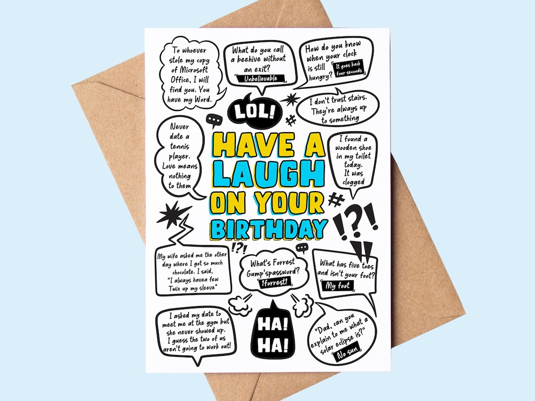 Funny Jokes L Birthday Card | Comedy Lover | Funny Greeting Card - Etsy UK