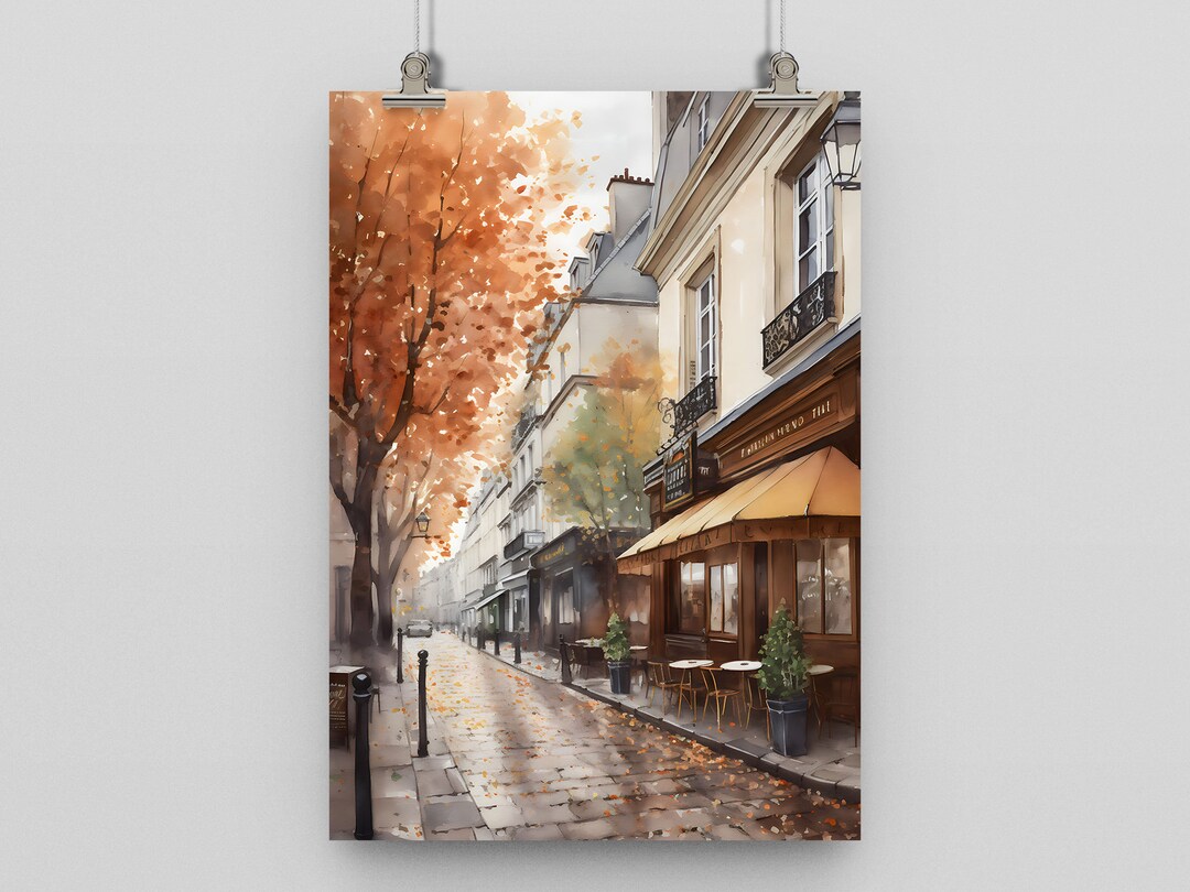 Coffee Shop | Autumn Scene | Small Town America Scene | Watercolour ...