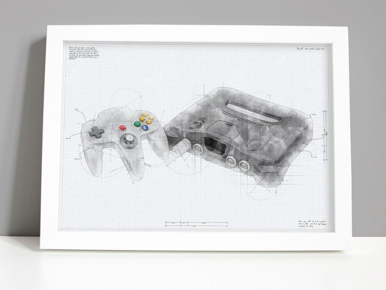 Video Game Console Nintendo N64 Concept Sketch Art Poster | Etsy