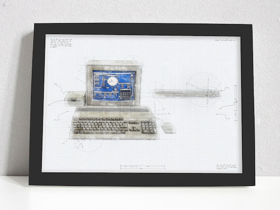 Commodore Amiga 500 Computer Concept Sketch Art Poster Print | Etsy