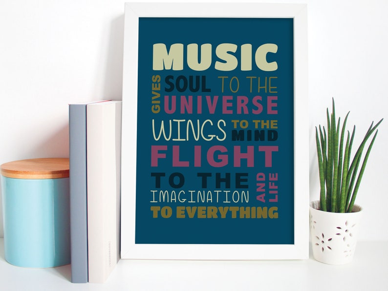 Music Gives Soul to the Universe Quote Art Poster Print - Etsy UK