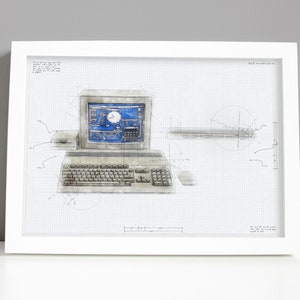 Commodore Amiga 500 Computer Concept Sketch - Art Poster Print Portrait ...