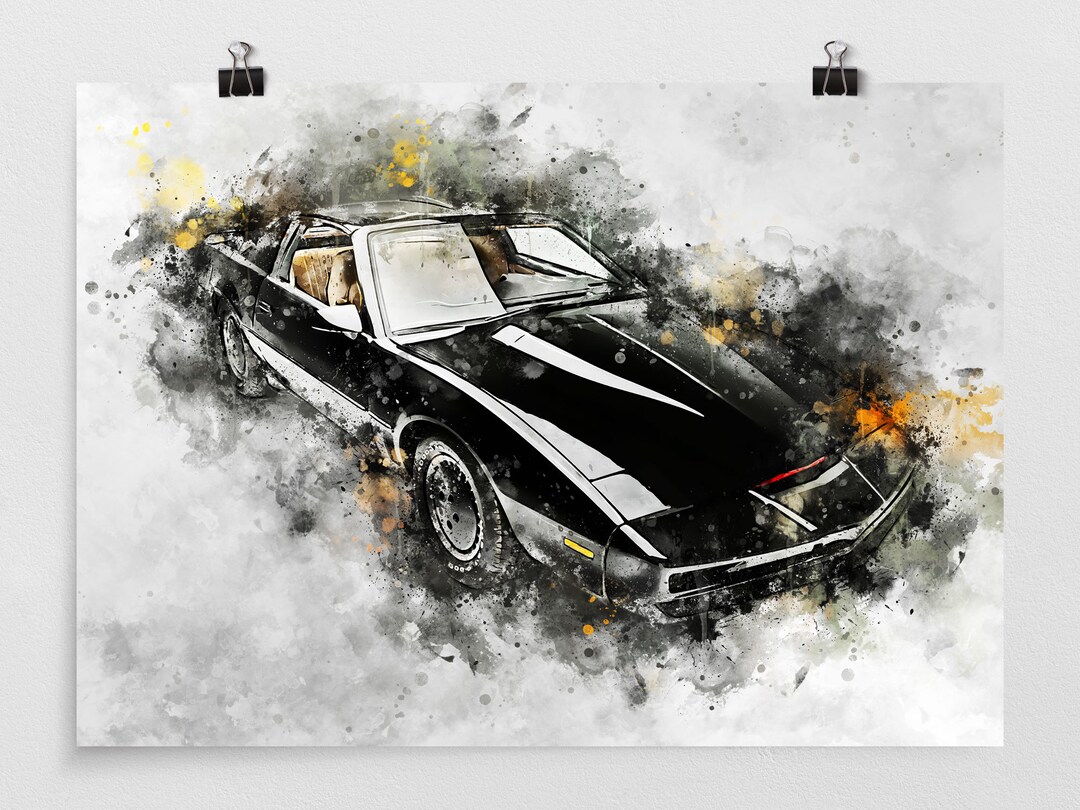 80s TV - Knight Rider KITT Wall Art - Retro - Splatter Art - Poster ...