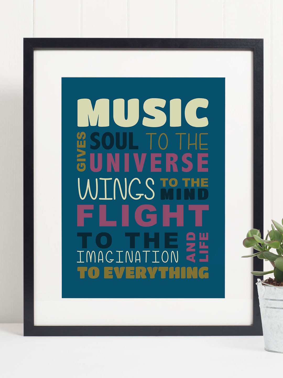 Music Gives Soul to the Universe Quote Art Poster Print - Inspirational ...