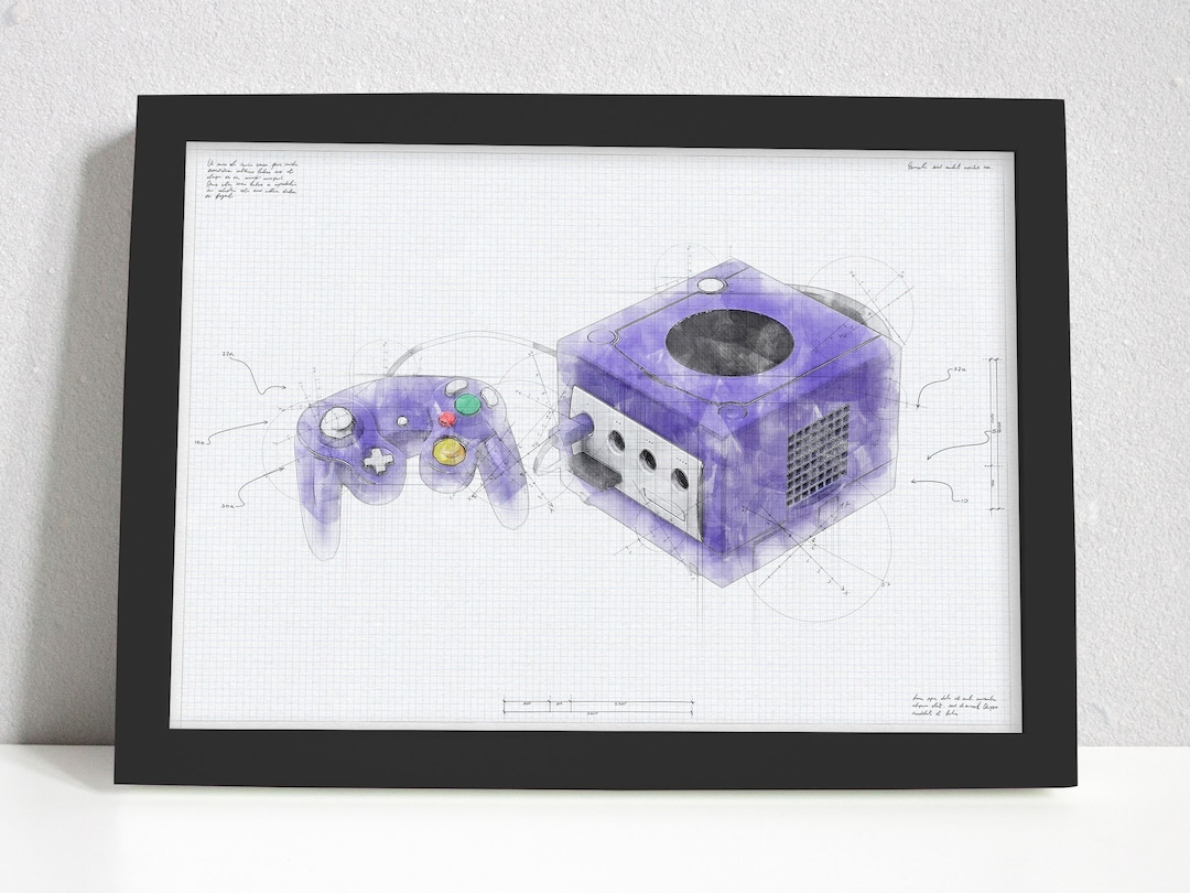 Gamecube Nintendo Concept Sketch - Art Poster Print - Retro 80s 90s ...