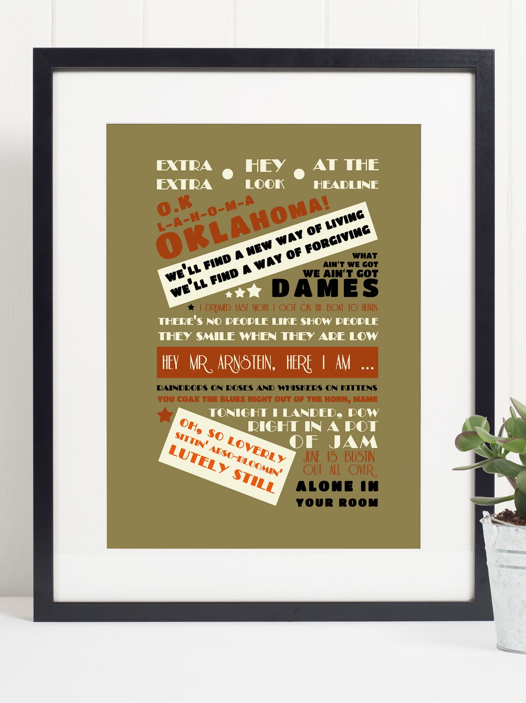Classic Broadway Musicals Movie West End Theatre Quote Art Print ...