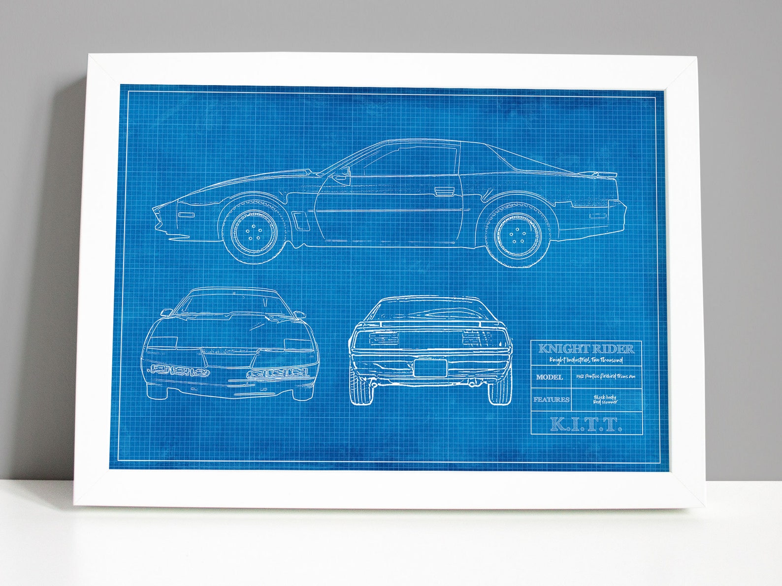 Knight Rider Blueprint KITT Trans Am 80s TV Cars Art Poster - Etsy Ireland