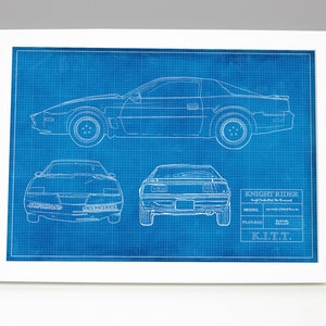 Knight Rider Blueprint KITT Trans Am 80s TV Cars Art Poster Print - Etsy UK