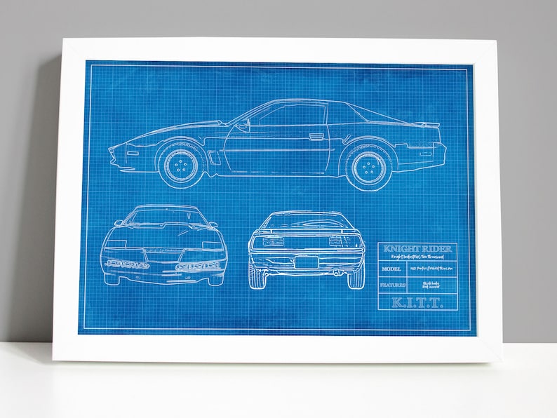 Knight Rider Blueprint KITT Trans Am 80s TV Cars Art Poster Print - Etsy UK