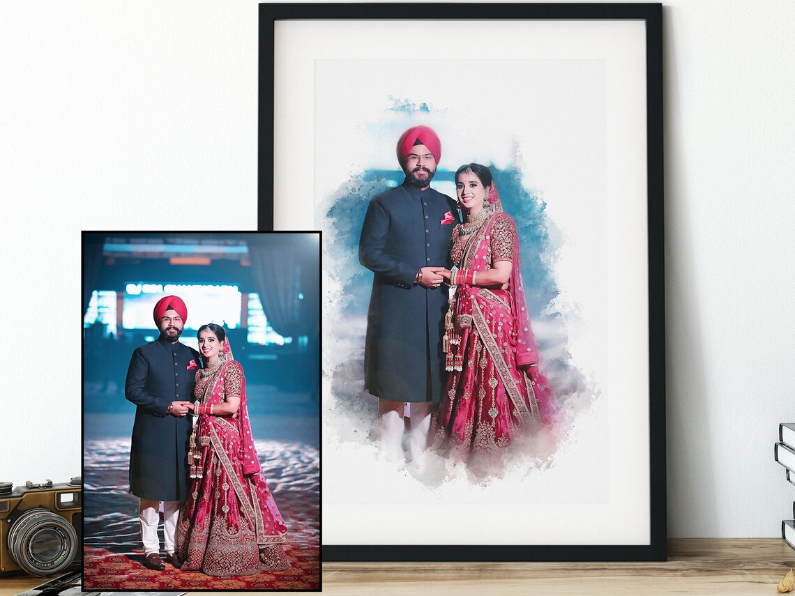 Custom Wedding Anniversary Portrait Watercolour From Your Photo ...