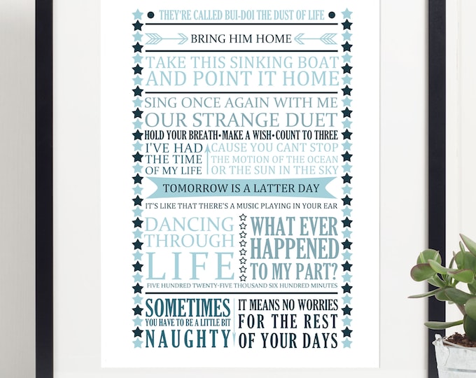 Theatre West End Musical Broadway Quote Art Print Poster Motivational ...