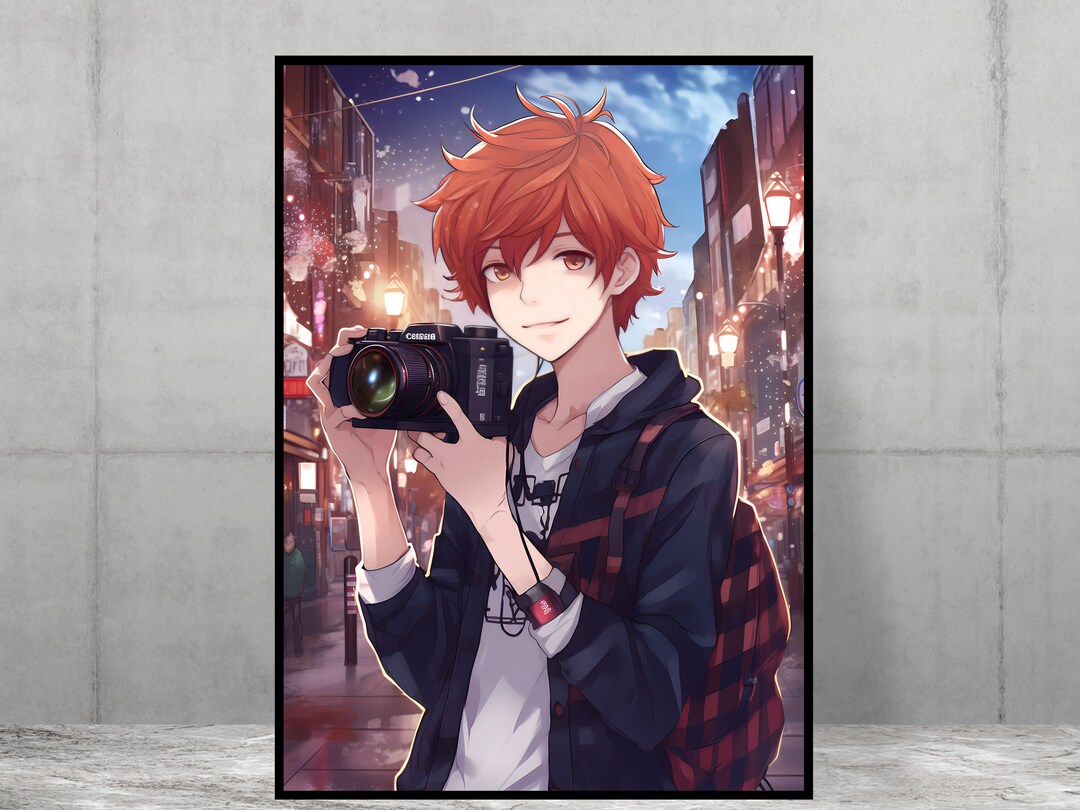Anime Camera Boy Print Anime Art Teen Room Games Room Poster Print Wall ...