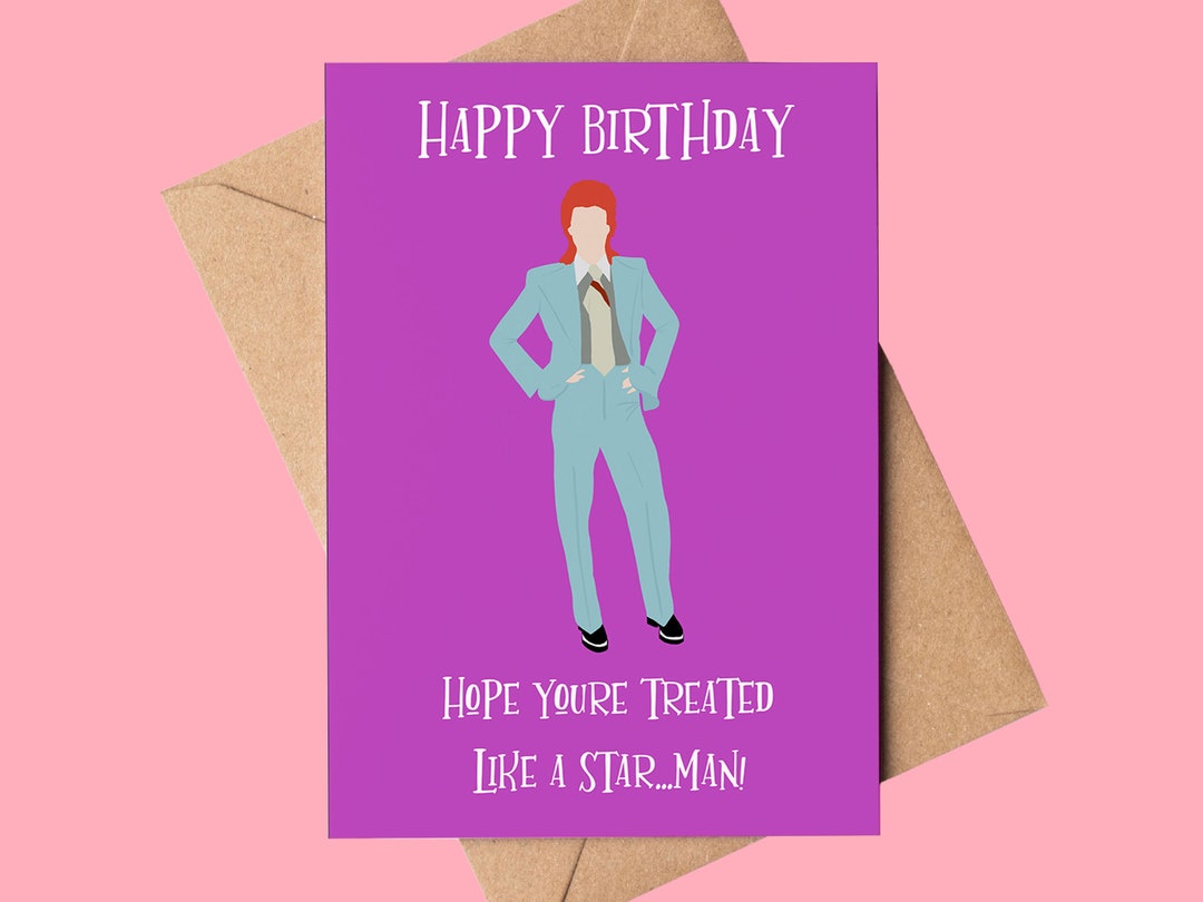 David Bowie Birthday Card Star Man Personalised Birthday Greeting Card ...