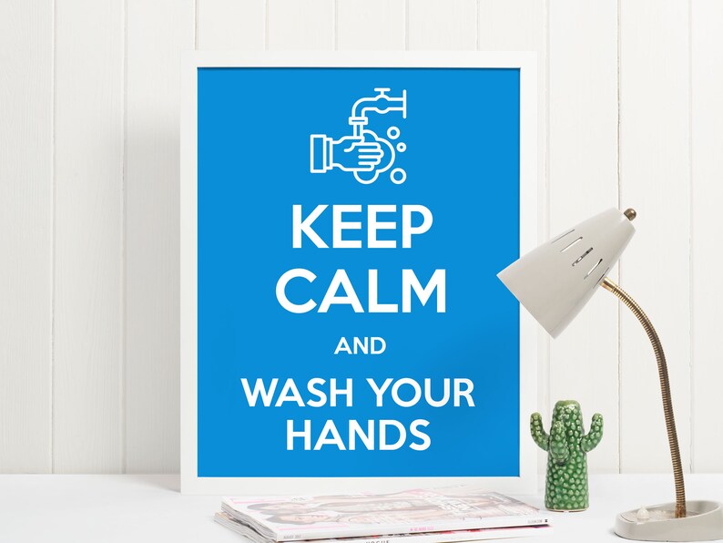 Keep Calm and Wash Your Hands Art Poster Print Wall Art | Etsy