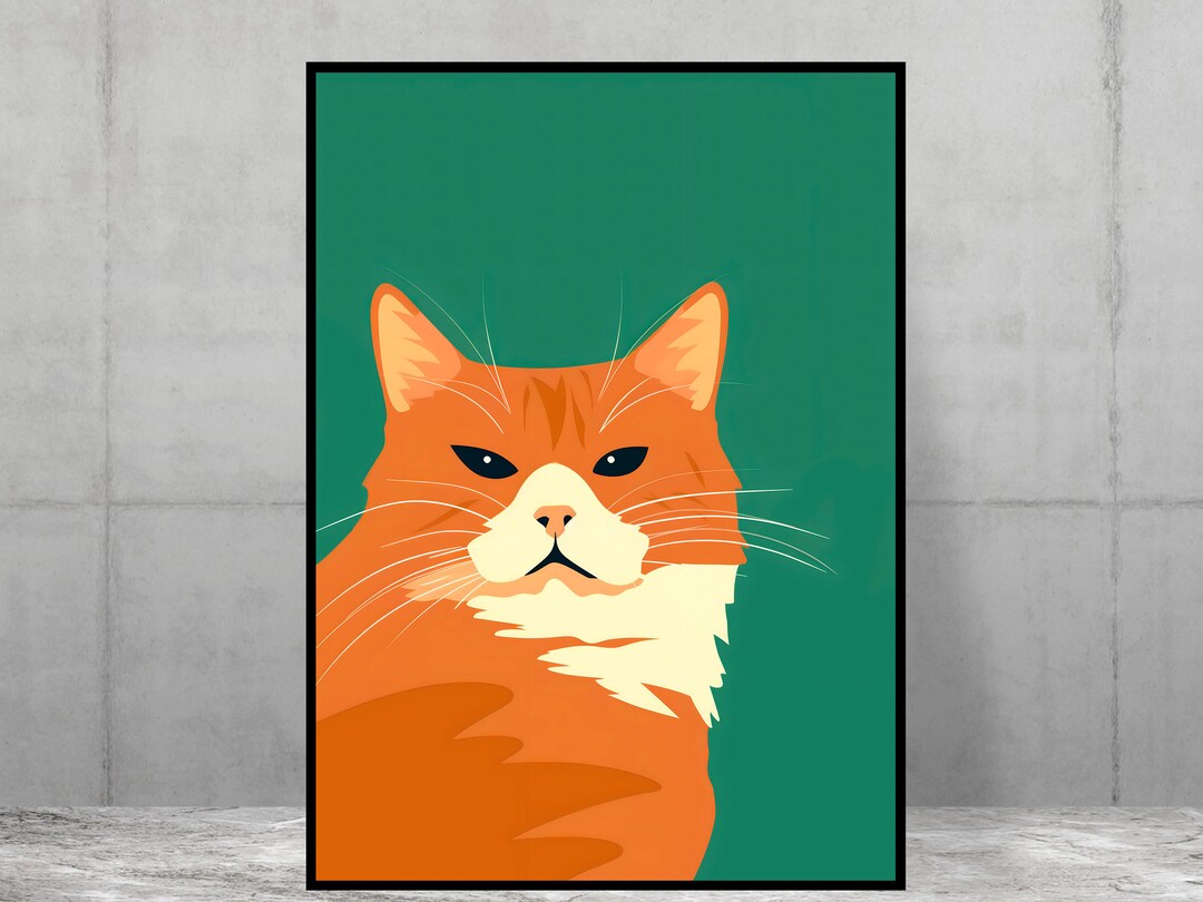 Ginger Cat Print Modern Minimal Art Print Home Art Poster Print Modern ...