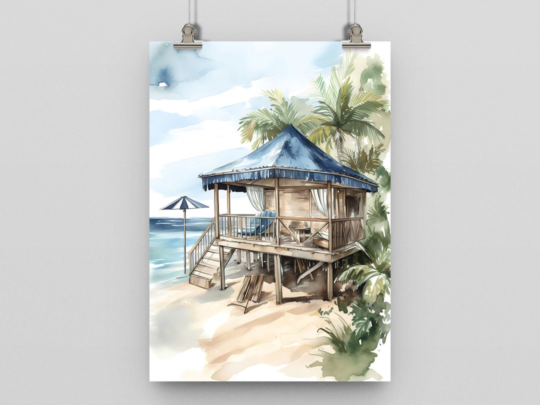 Beach Cabana Scene | European Scene | Poster Print | Wall Art ...