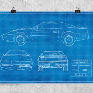 Knight Rider Blueprint KITT Trans Am 80s TV Cars Art Poster Print - Etsy UK