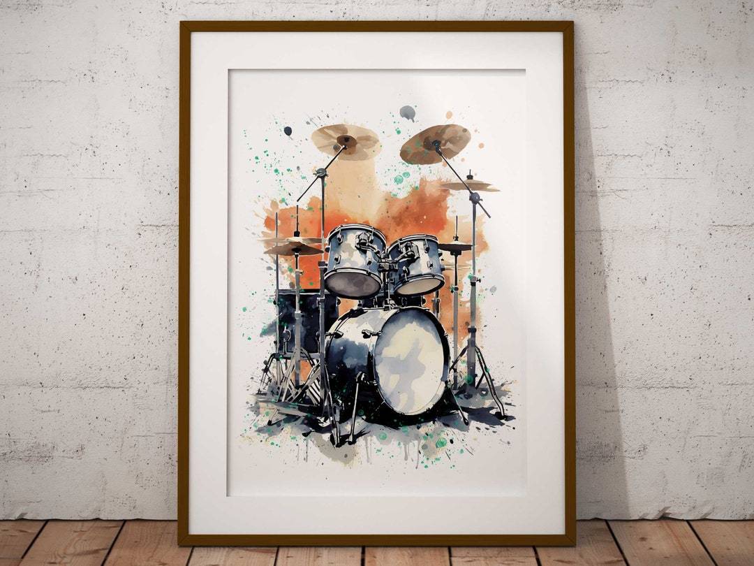 Drum Kit Splash Art Print Music Lover Music Art Modern Splash Art Drums ...