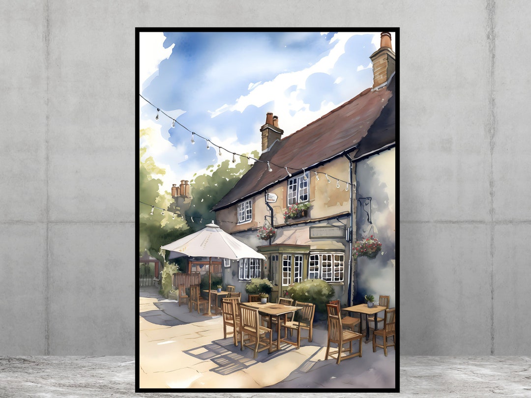 English Country Pub English Countryside Scene Poster Print Home Decor ...