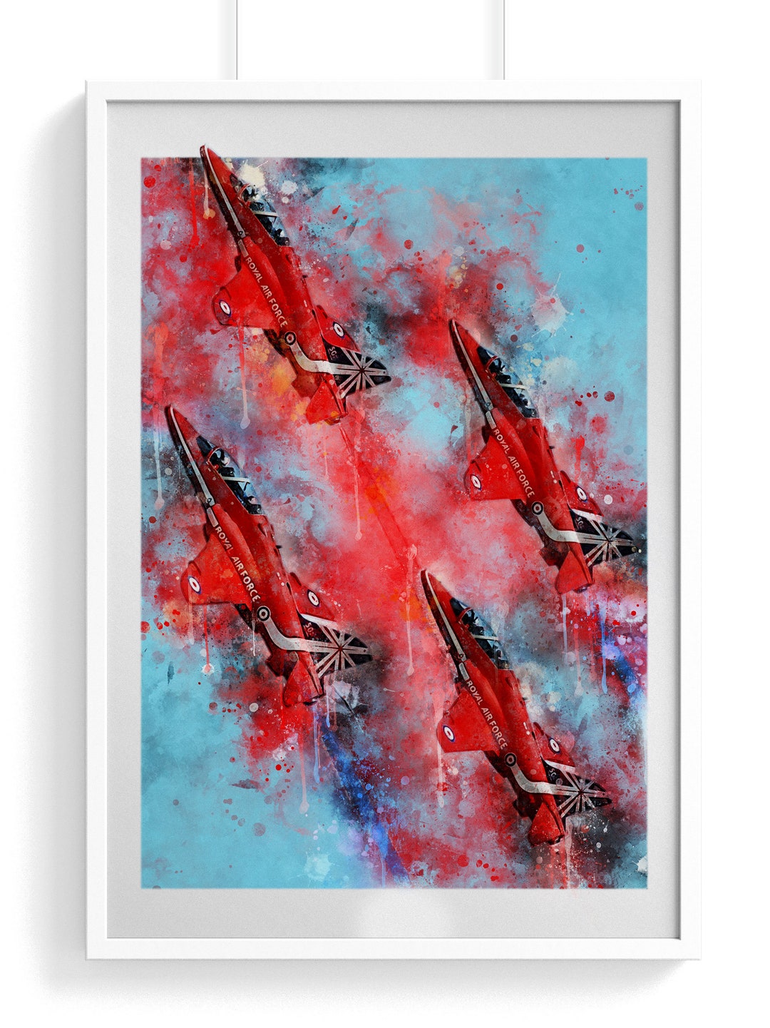 Red Arrows - RAF - Wall Art - Splatter Art - Poster - Print - Jet - Air ...