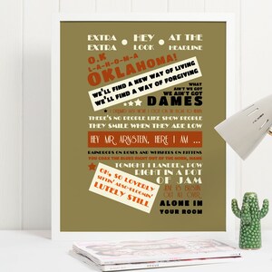 Classic Broadway Musicals Movie West End Theatre Quote Art Print ...