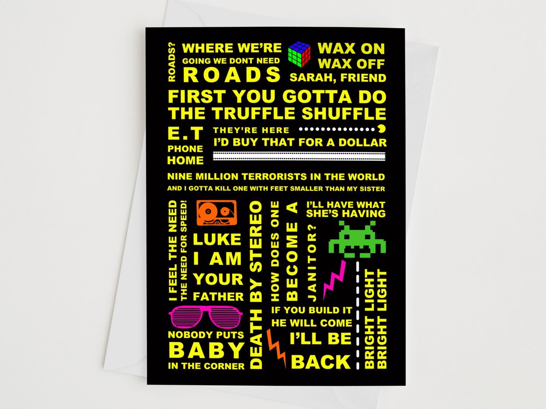 80s Quotes Card | 80s Movies | Greeting Card | Retro Card | Birthday ...