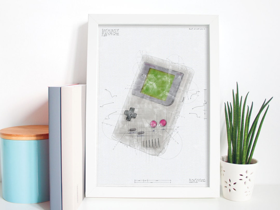 Gameboy Concept Sketch - Nintendo Art Poster Print Portrait - Retro ...
