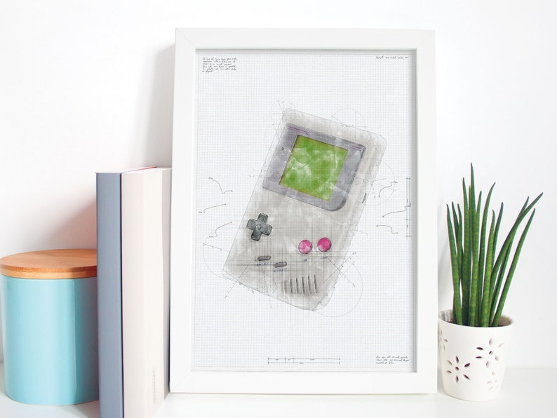 Gameboy Concept Sketch - Nintendo Art Poster Print Portrait - Retro ...