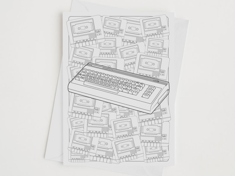 Commodore 64 Colour-In Greeting Card | Retro 80s Computer - Etsy Italia