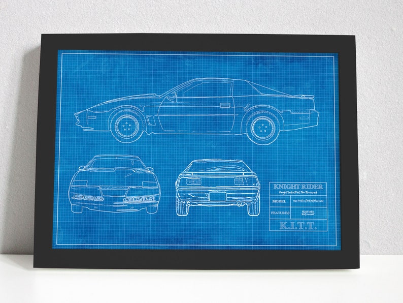 Knight Rider Blueprint KITT Trans Am 80s TV Cars Art Poster - Etsy Ireland