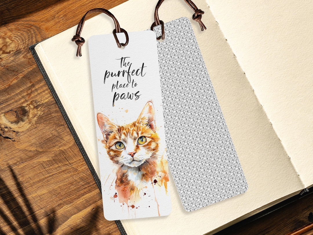 Ginger Cat Bookmark, Double Sided, Watercolour Art, Book Worm, Cat ...