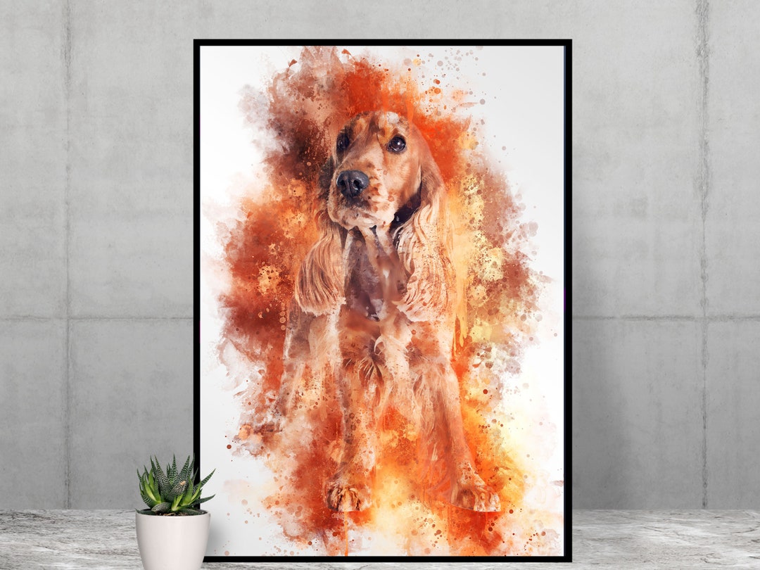 Cocker Spaniel Wall Art Dog Lover Poster Print Splatter Art Watercolour ...