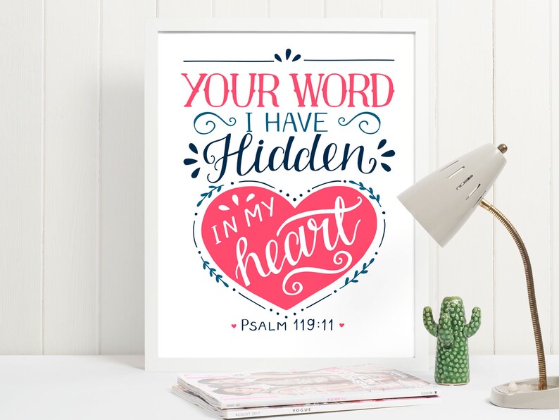 Psalm 119 Your Word I Have Hidden in My Heart Bible - Etsy