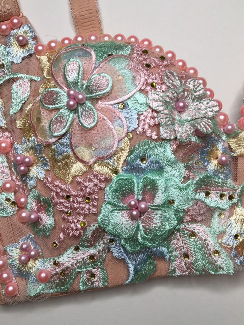 Pink Flower Rave Bra - Etsy